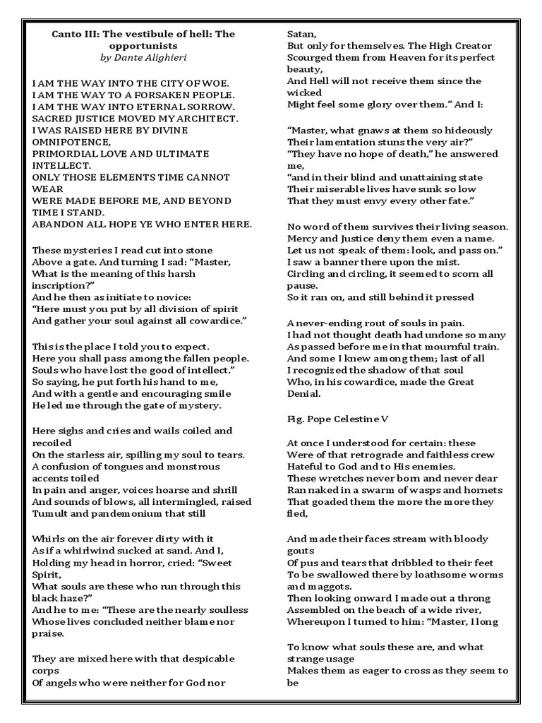 Canto III | PDF | Hell | Mythology