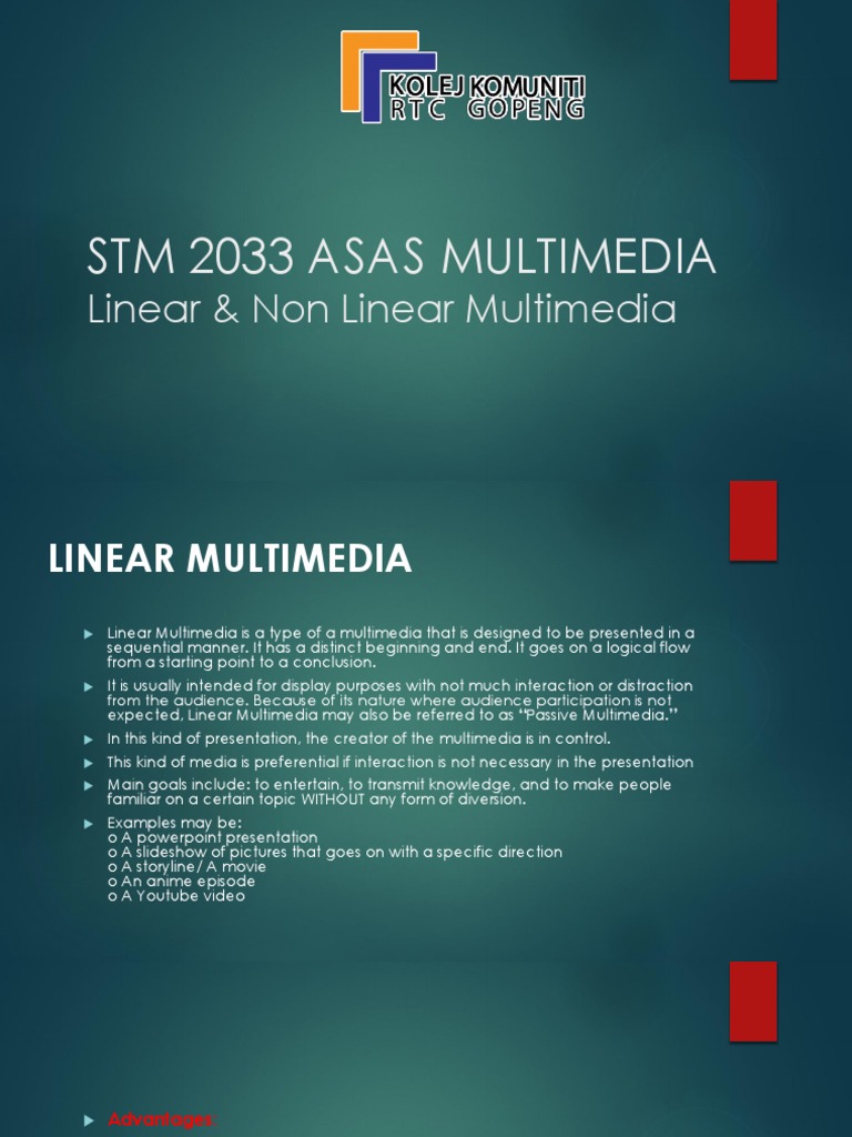 LA 1 Linear & Non Linear Multimedia | PDF | Multimedia | Mass Media
