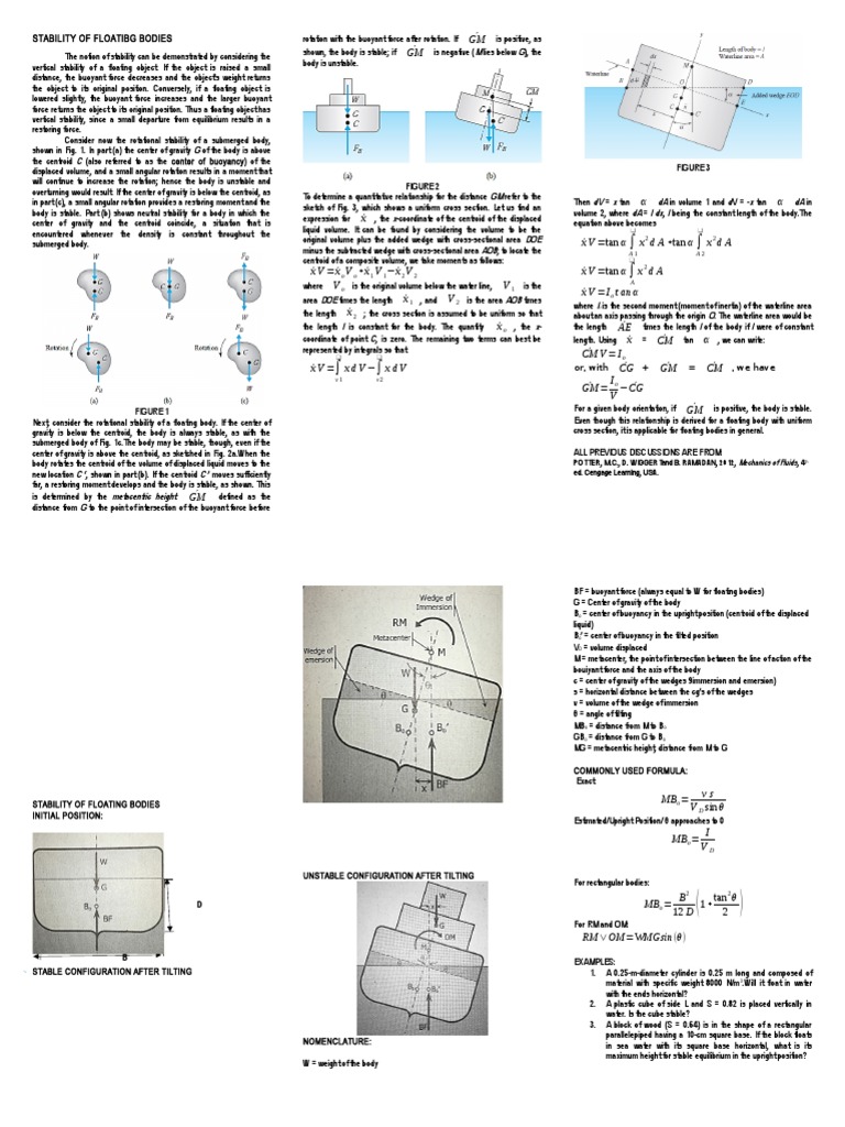 Handout For Stability of Floating Bodies Presentation | PDF | Buoyancy ...