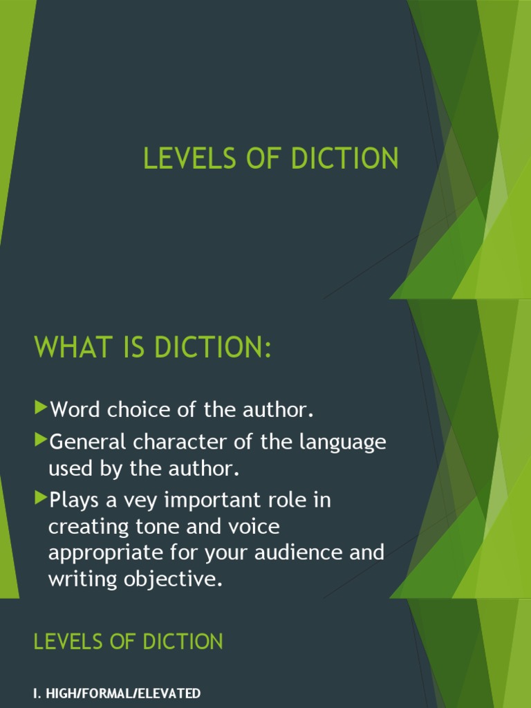 Levels of Diction | PDF | Jargon | Slang