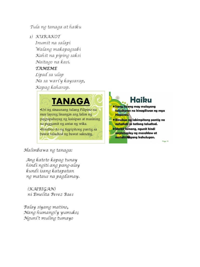 Tula NG Tanaga at Haiku | PDF