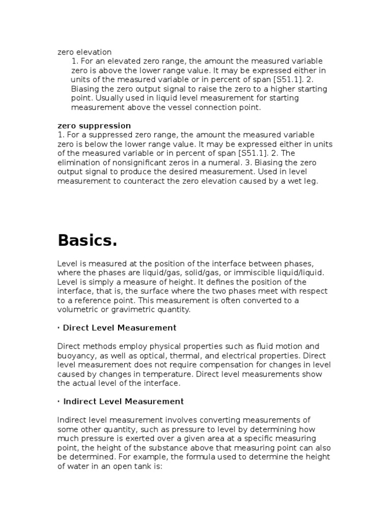 Basics of Level Measurement | PDF | Buoyancy | Pressure