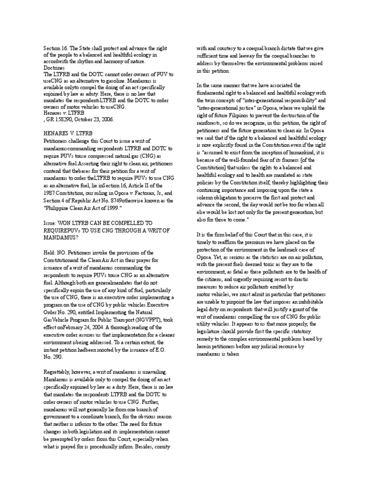 Henares V LTFRB Case Digest | PDF | Mandamus | Public Sphere