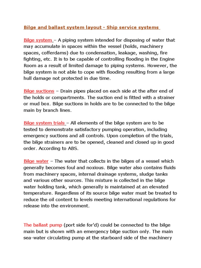 Bilge and Ballast System Layout 1 | PDF | Pump | Ships