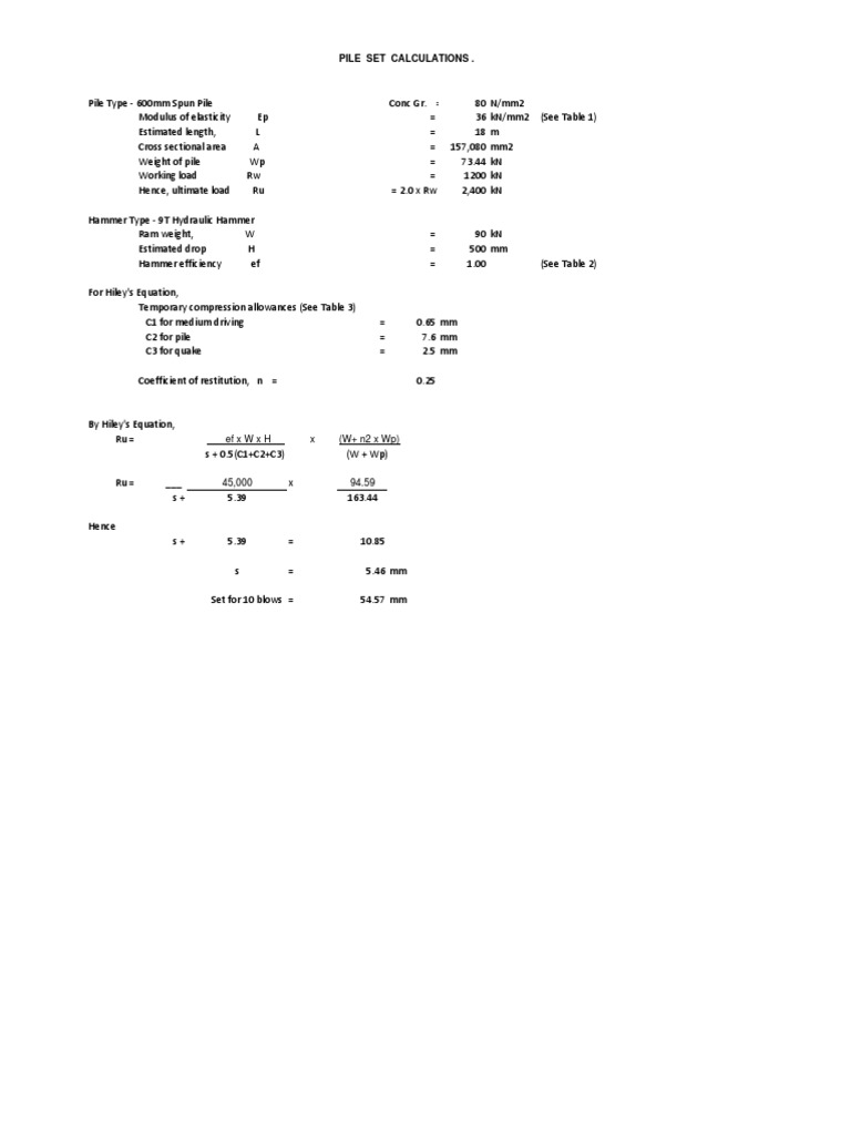 Pile Set Calculation | PDF | Deep Foundation | Mechanics