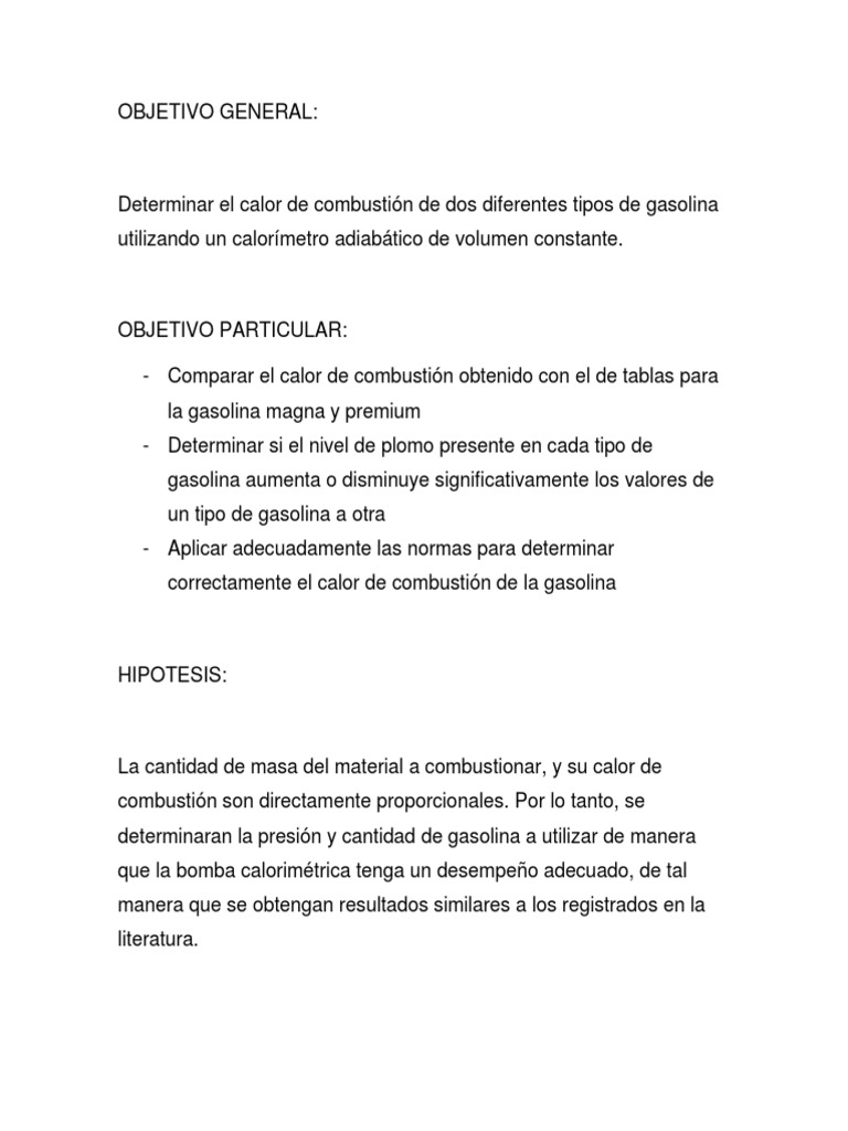 Calor de Combustion | PDF | Combustión | Oxígeno