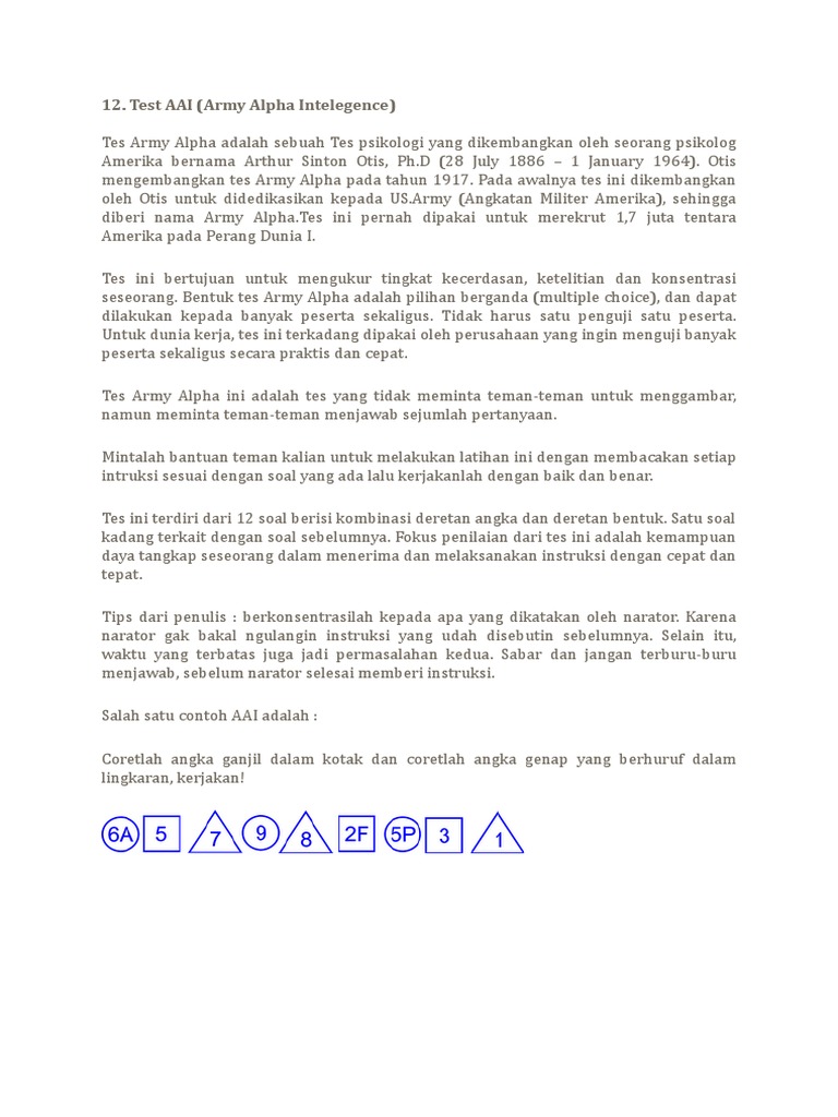 12 Army Alpha Intelegence | PDF