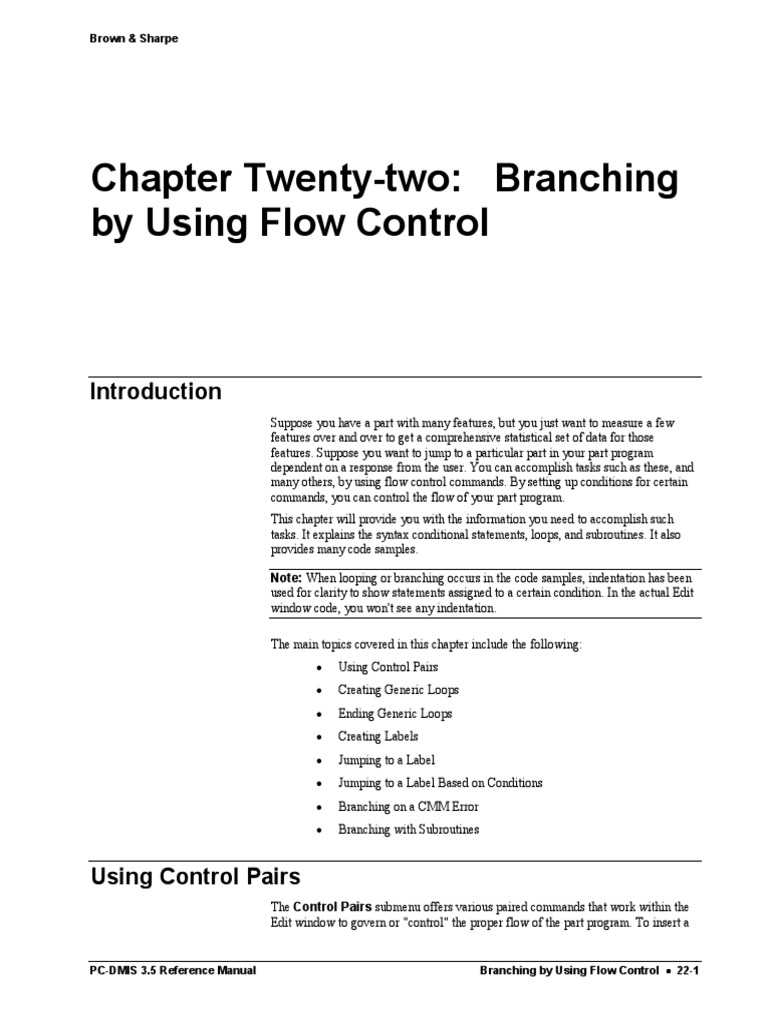 Ch. 22 - Branching by Using Flow Control - PCDMIS | PDF | Control Flow ...