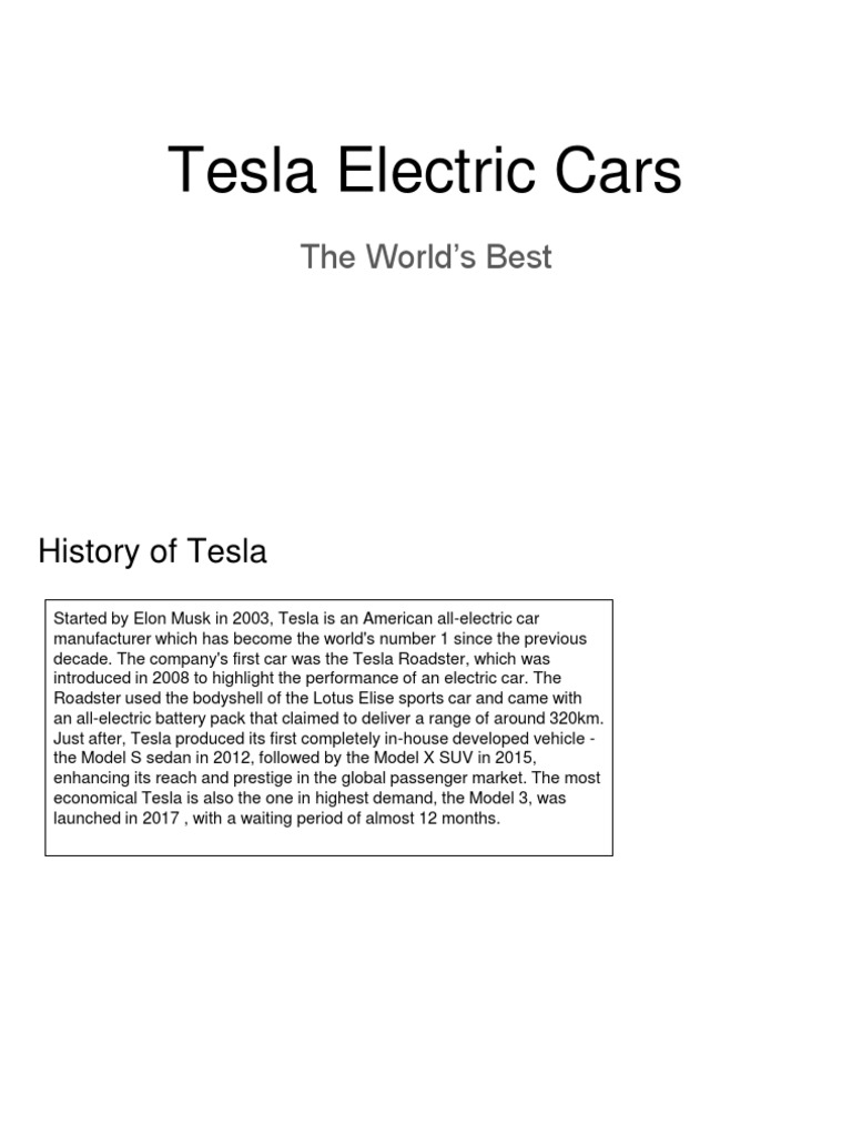 Tesla Electric Cars | PDF