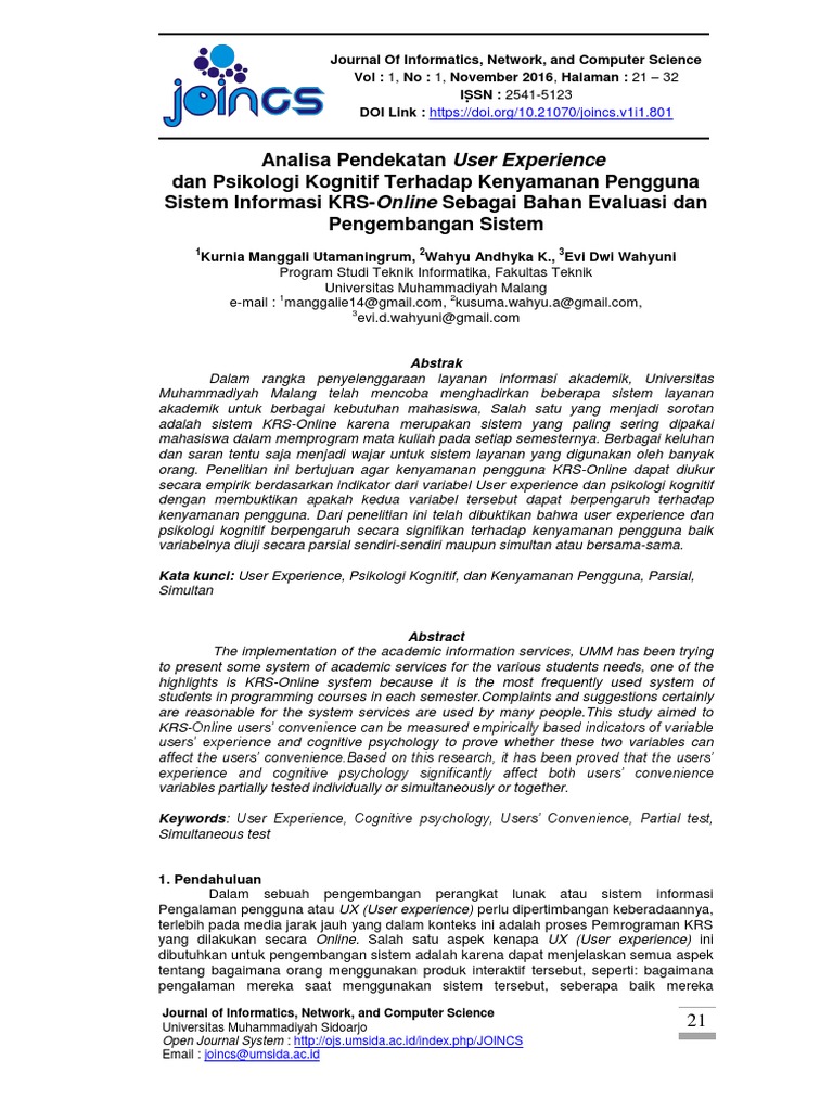 Utamaningrum Andhyka K Wahyuni - User Experience Psikologi Kognitif Kenyamanan Pengguna Parsial ...