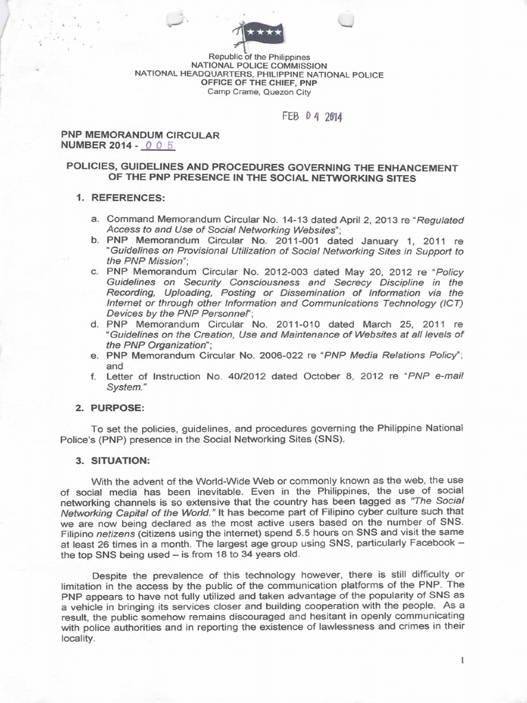 PNP MC 2014-005 Policies, Guidelines and Procedures Governing The ...