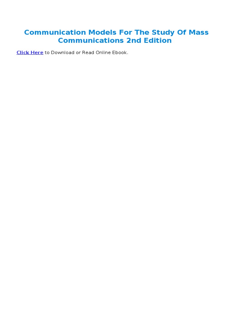 Communication Models in Mass Media | PDF | E Books | Electronic Paper ...
