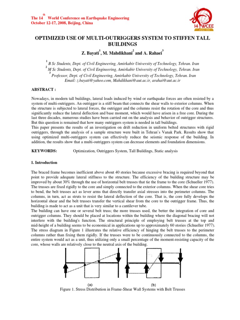 Optimized Use of Multi-Outriggers System To Stiffen Tall Buildings ...