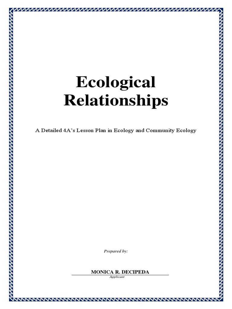 Lesson-Plan Ecologica Relationship | PDF | Symbiosis | Parasitism