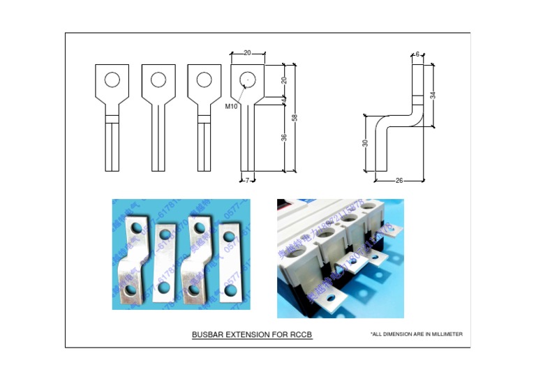 Busbar Extension For RCCB: All Dimension Are in Millimeter | PDF
