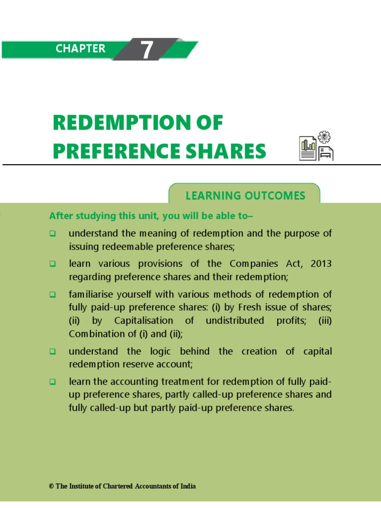 Notes Toredemption of Preference Shares | PDF | Stocks | Preferred Stock