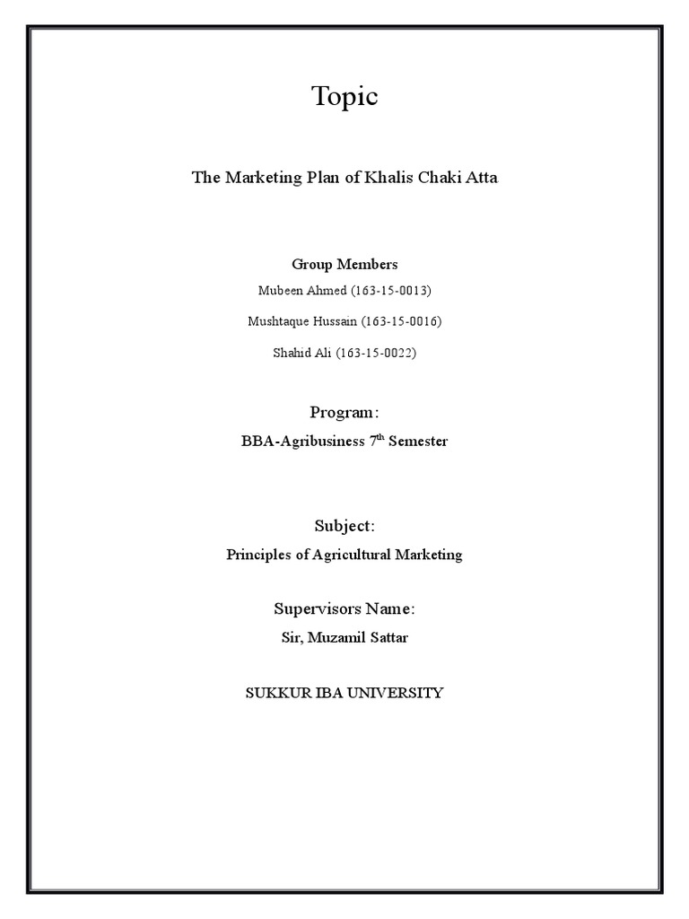 Marketing Plan Khalis Chali Atta by Mubeen | PDF | Flour | Retail