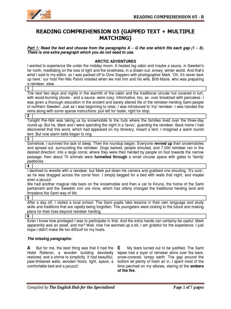 Reading Comprehension 05 (Gapped Text + Multiple Matching) PDF | PDF | Pet | Dogs