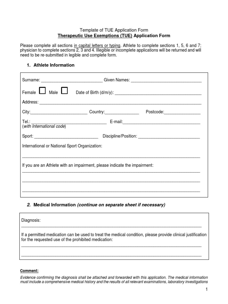Athlete TUE Application Guide | PDF | Government Information | Justice
