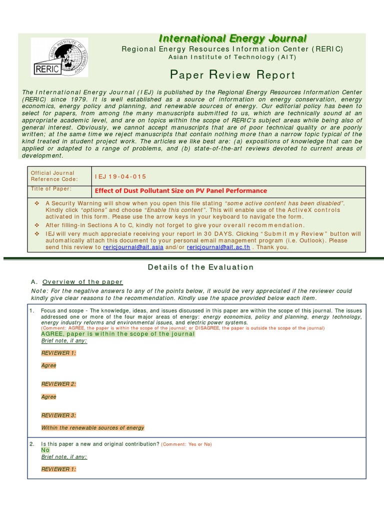 Review Report | PDF | Photovoltaics | Solar Panel
