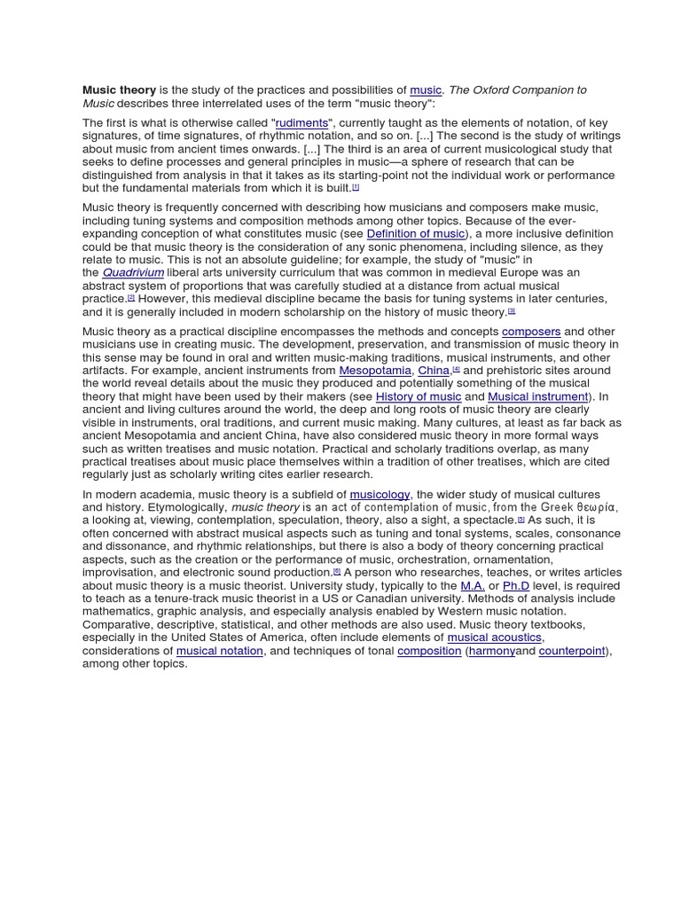 Music Describes Three Interrelated Uses of The Term "Music Theory ...