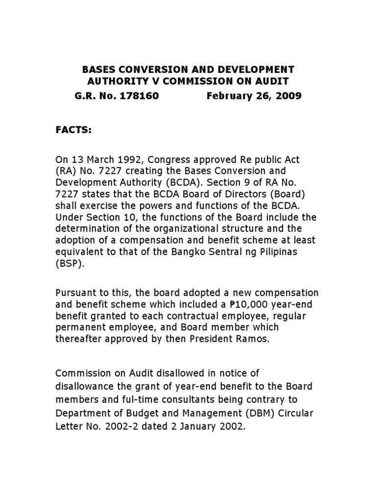 Bcda V Coa | PDF | Board Of Directors | Employee Benefits