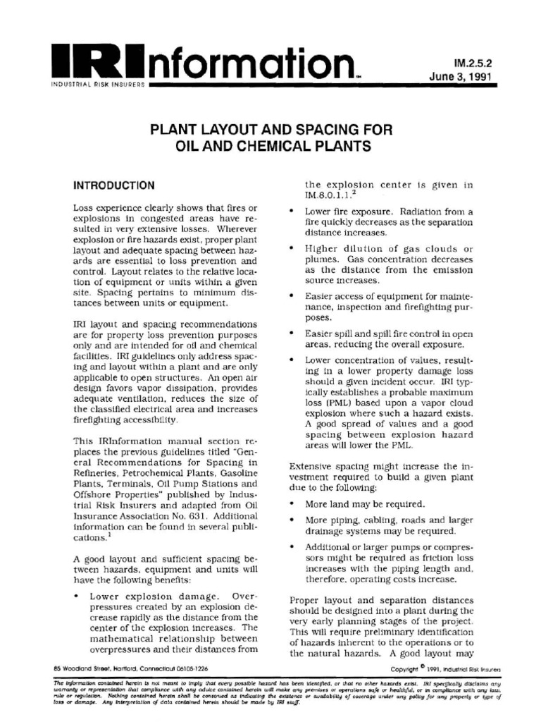 Plant Layout and Spacing For Oil and Chemical Plants | PDF