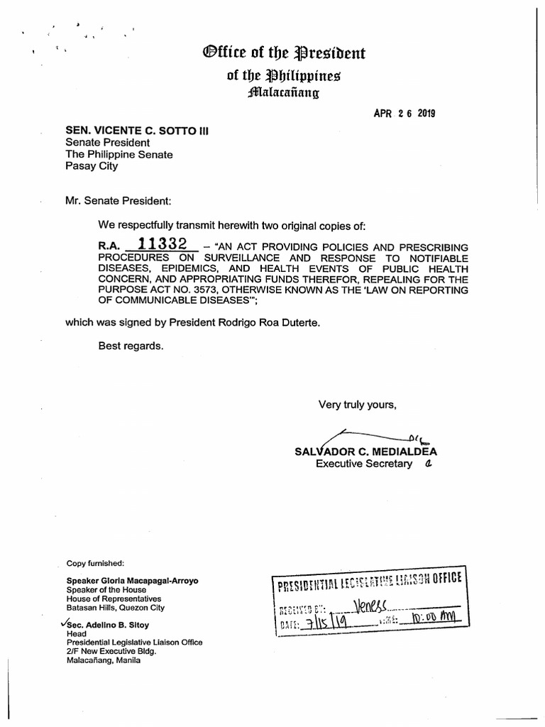 RA 11332 | Public Health | Infection