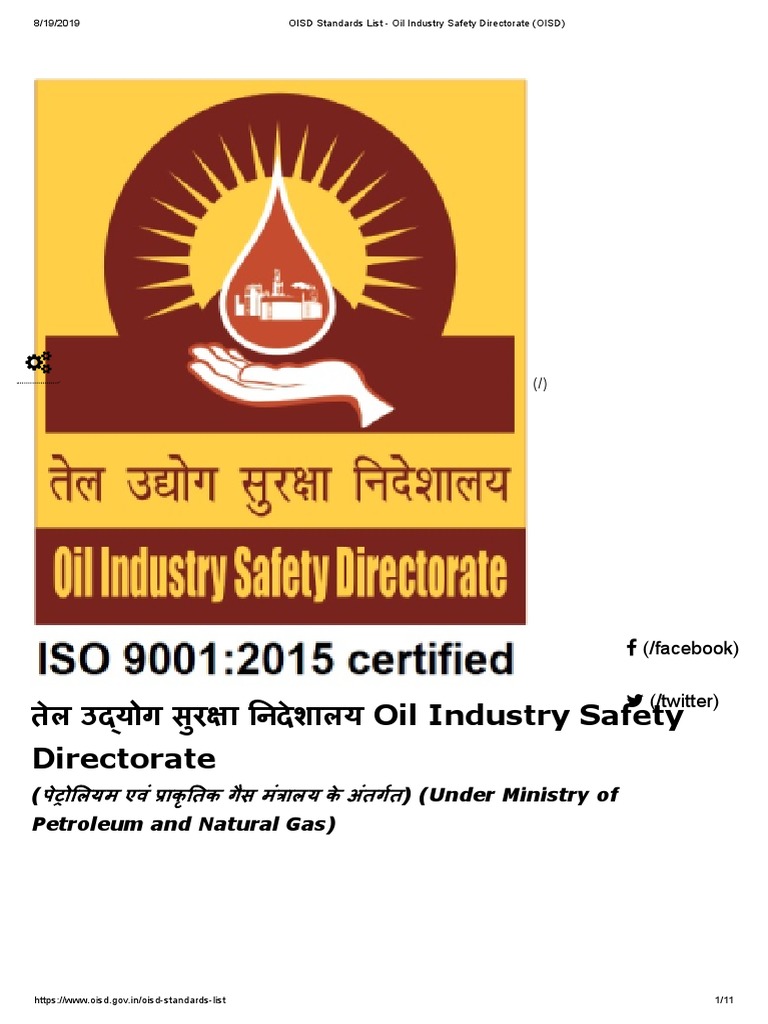 OISD Standards List - Oil Industry Safety Directorate (OISD) | PDF ...