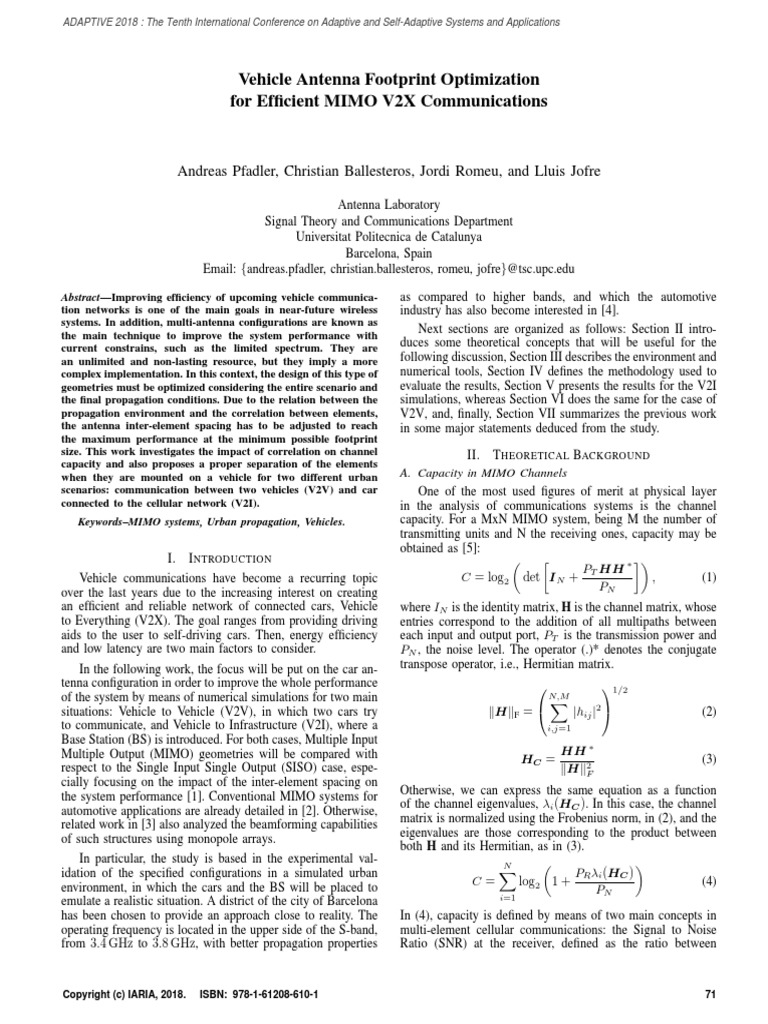 Vehicle Antenna Footprint Optimization For Efficient MIMO V2X ...