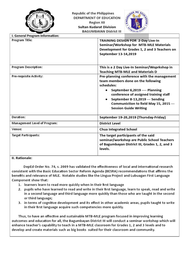 Training Design MTB MLE 2015 Final Docx (Recovered) | PDF | Literacy ...