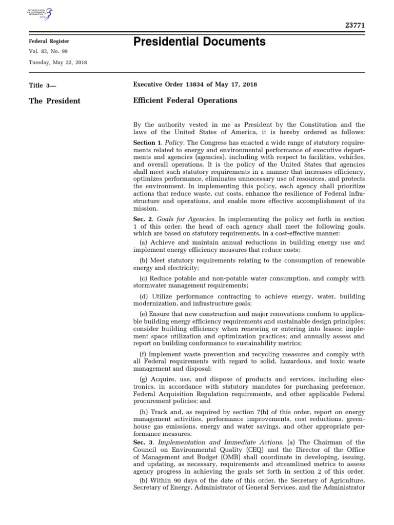 Presidential Documents: The President Efficient Federal Operations ...
