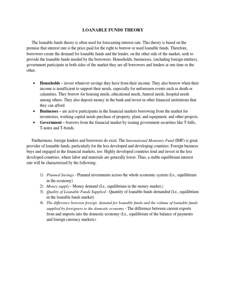 Loanable Funds Theory | PDF | Loanable Funds | Financial Markets