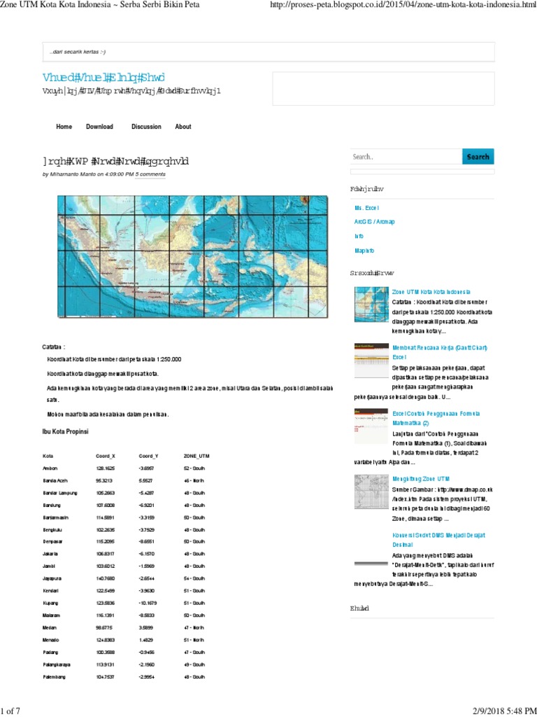 Zone UTM Kota Kota Indonesia Serba Serbi Bikin Peta | PDF