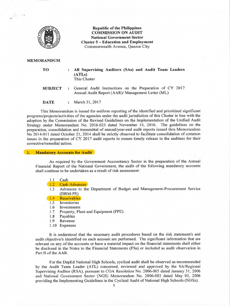 Gen Audit Instruction 2017 | PDF