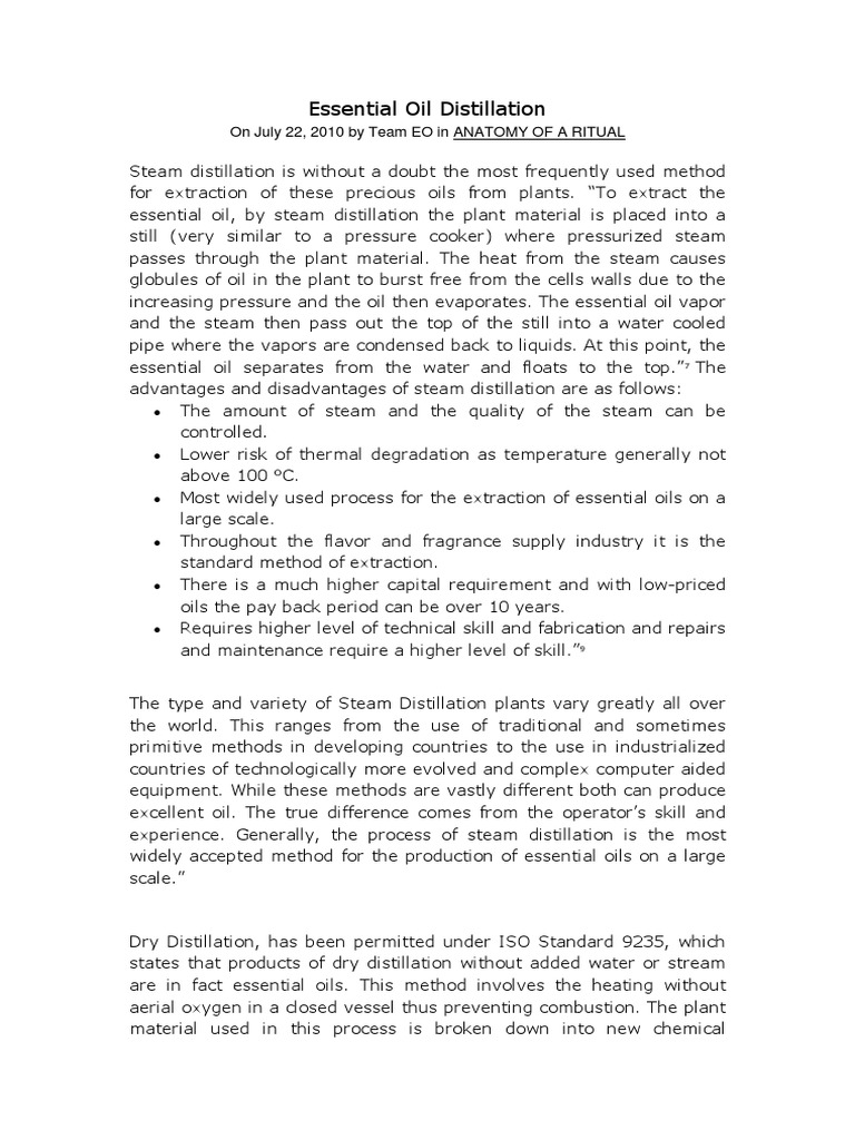 Essential Oil Distillation | PDF | Distillation | Perfume