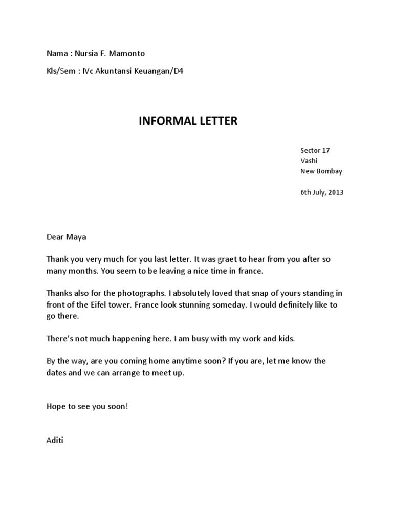 Example Formal and Informal Letter | PDF