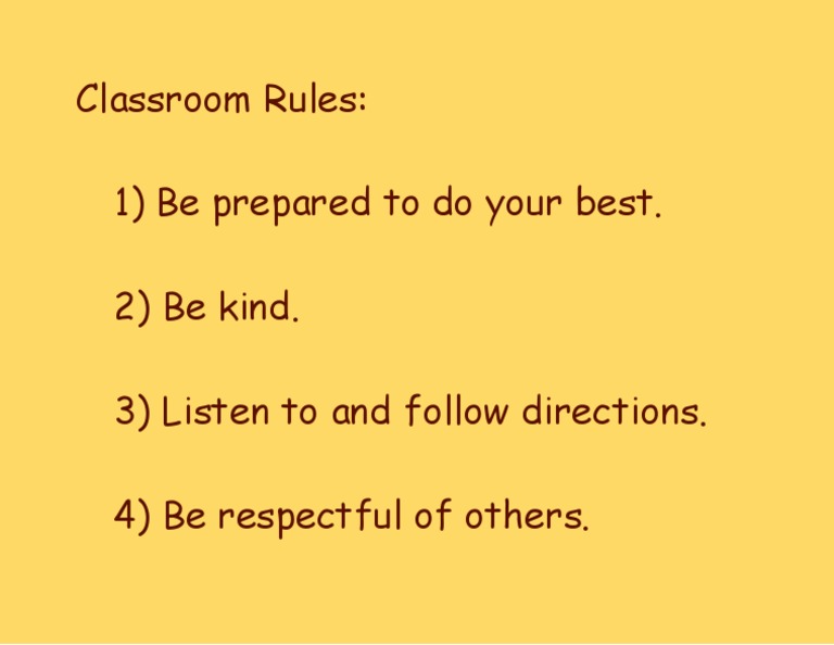 Classroom Rules for Students | PDF | Language Arts & Discipline | Self ...