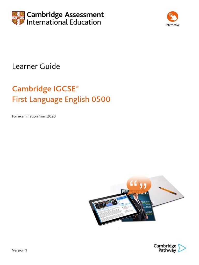 Learner Guide For Cambridge Igcse First Language English 0500 For