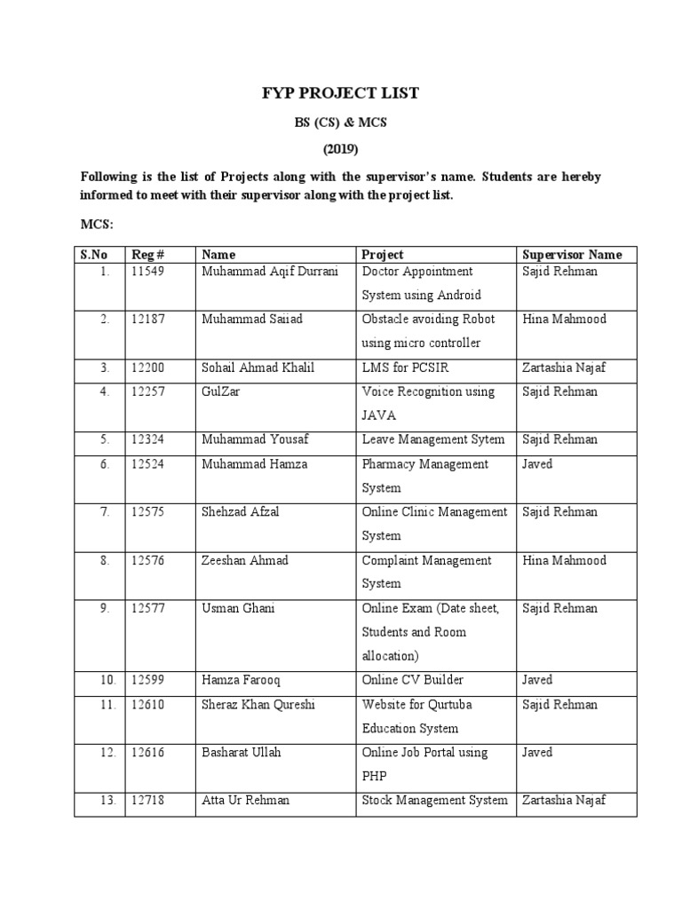 Project List | PDF | Business | Computing And Information Technology