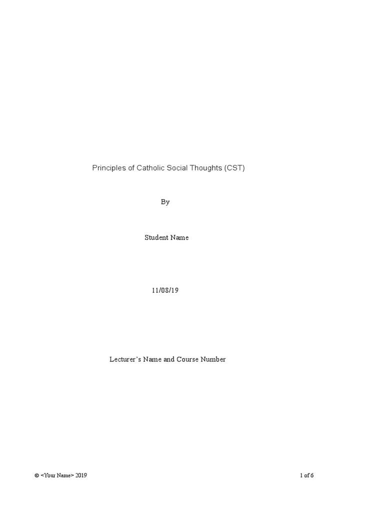 Principles of Catholic Social Thoughts (CST) | PDF | Catholic Social ...