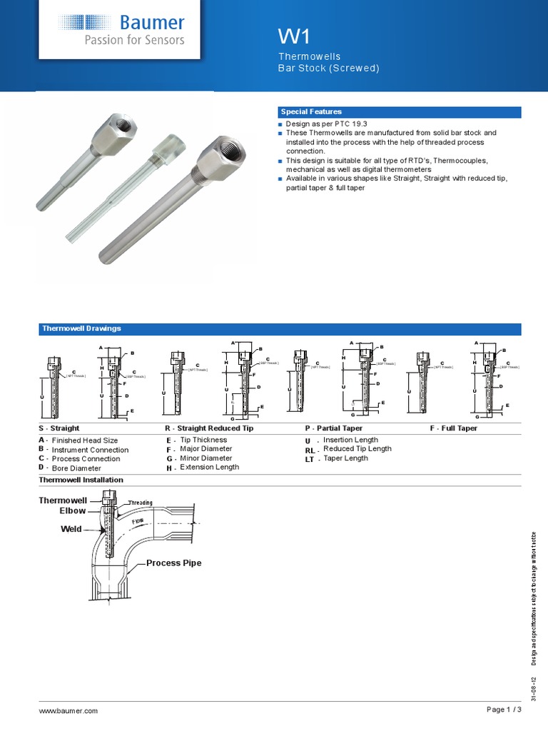 Thermowells Bar Stock Screwed | PDF | Metalworking | Metals