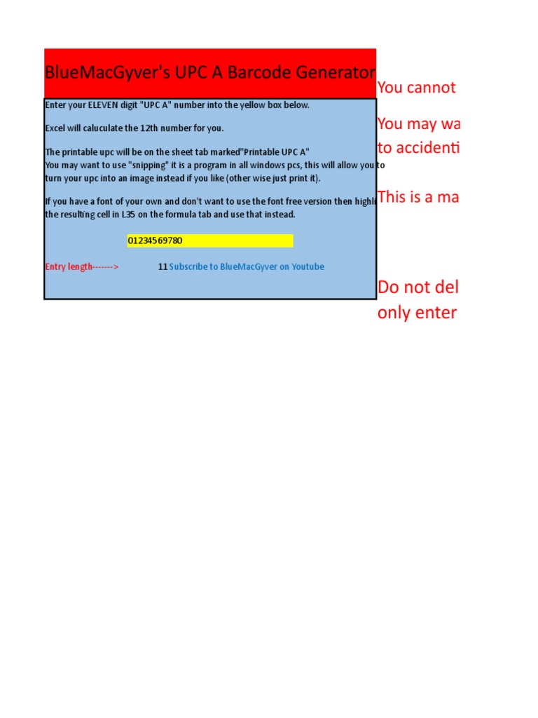 Bluemacgyvers Upc A Barcode Generator A Step By Step Guide To Generating Upc A Barcodes Using 