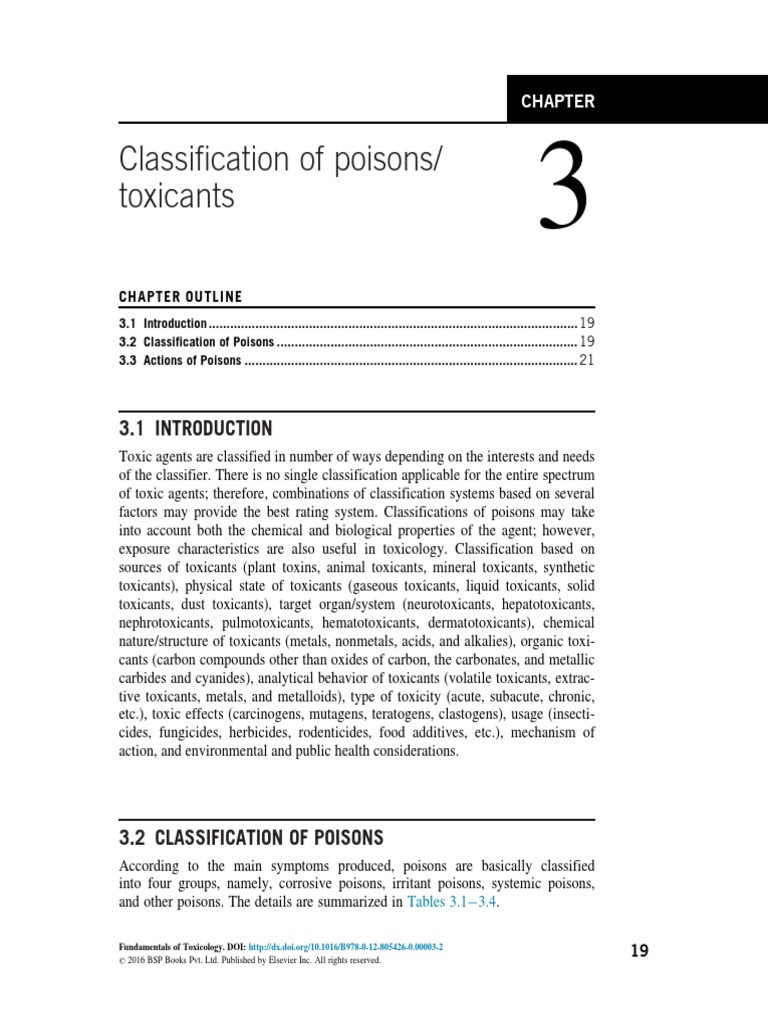 Classification of Poisons/ Toxicants: Tables 3.1 3.4 | PDF | Poison ...