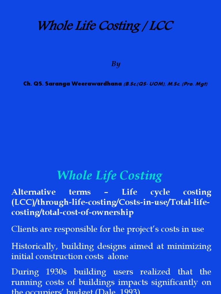 Whole Life Costing in Construction | PDF | Life Cycle Assessment ...