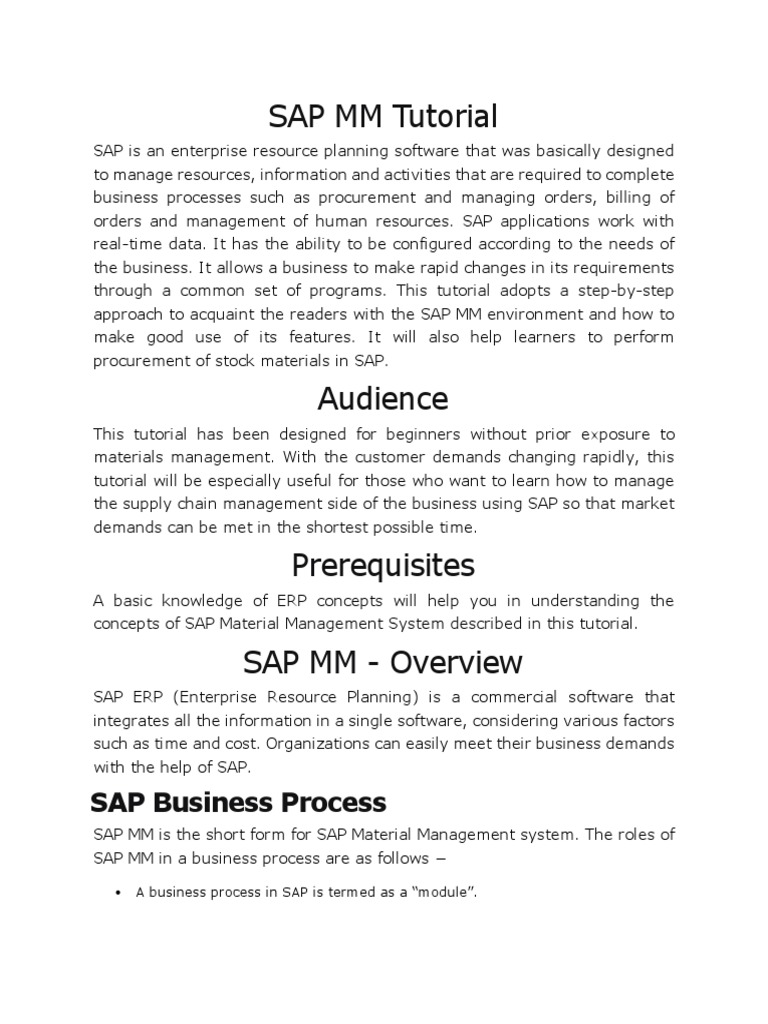 SAP MM Tutorial | PDF | Enterprise Resource Planning | Invoice