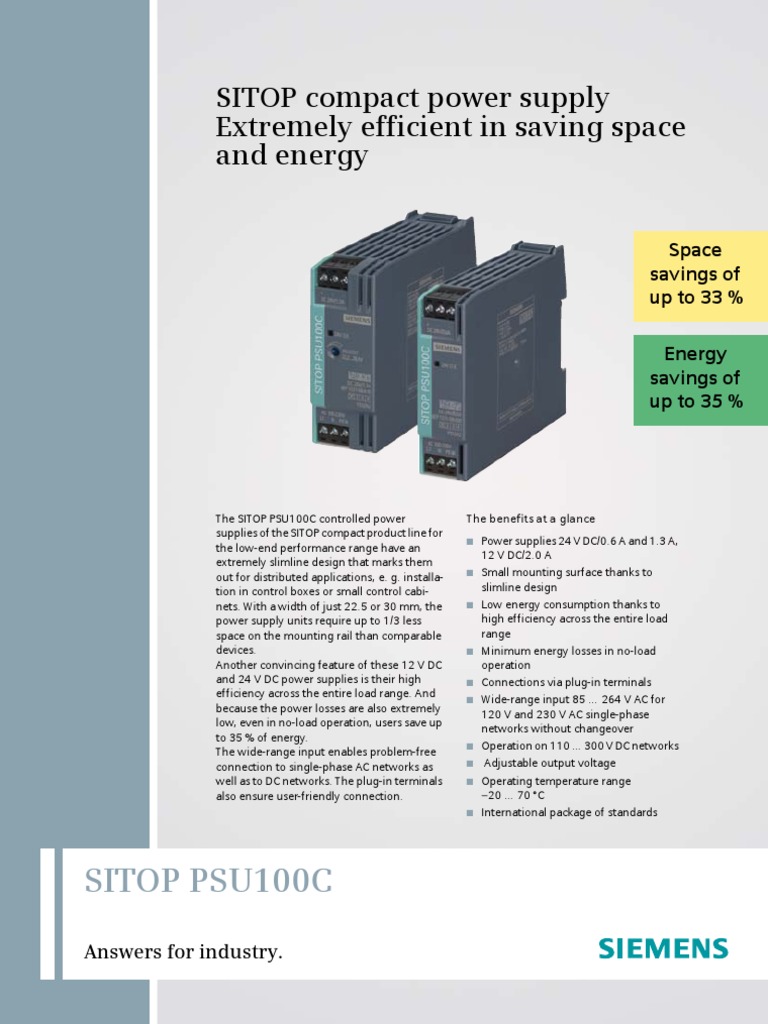 Sitop Psu100c PDF | PDF | Alternating Current | Power Supply