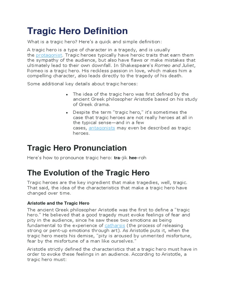 Tragic Hero Definition | PDF | Tragedy | Darth Vader Tragic Hero Definition | PDF | Tragedy | Darth Vader
