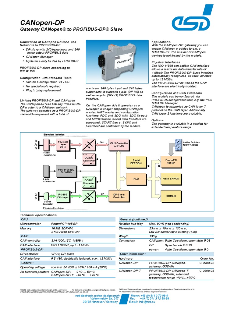 Canopen-Dp Datasheet en 0 | PDF | Communications Protocols | Computer Engineering