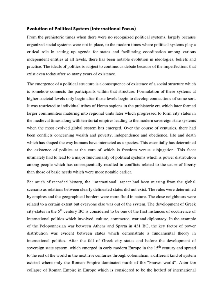 Evolution of Political System (International Focus) | PDF | Sovereignty ...